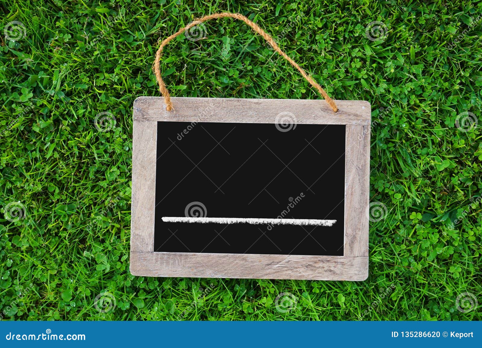 Green Grass with Blank Chalkboard Stock Photo - Image of empty, green ...