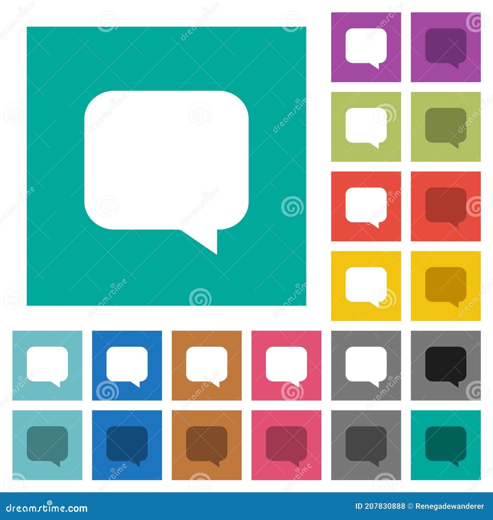 Empty Chat Bubble Square Flat Multi Colored Icons Stock Vector ...