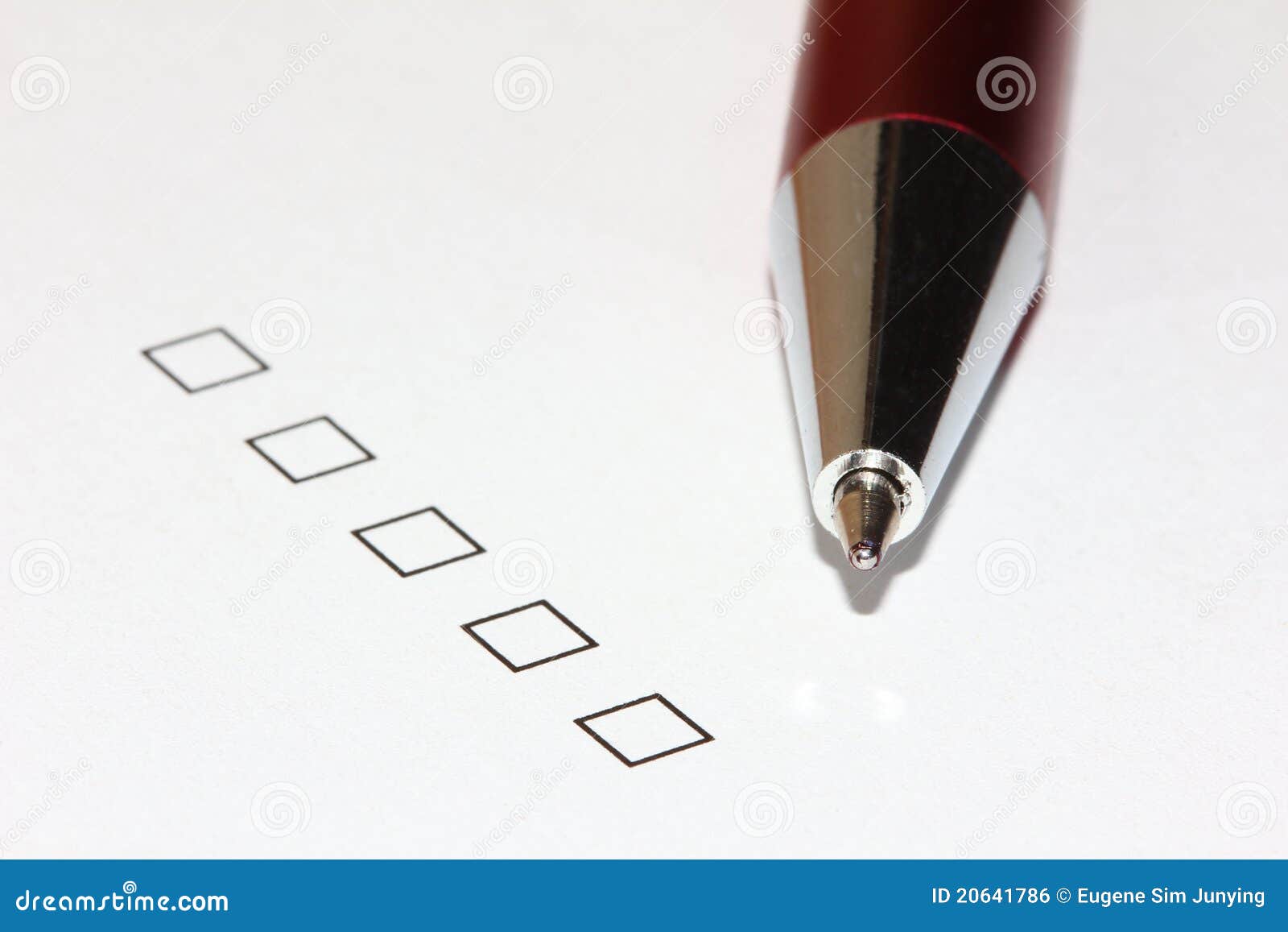 Empty Checkboxes with Pen Pointing Down Stock Photo - Image of unmarked ...