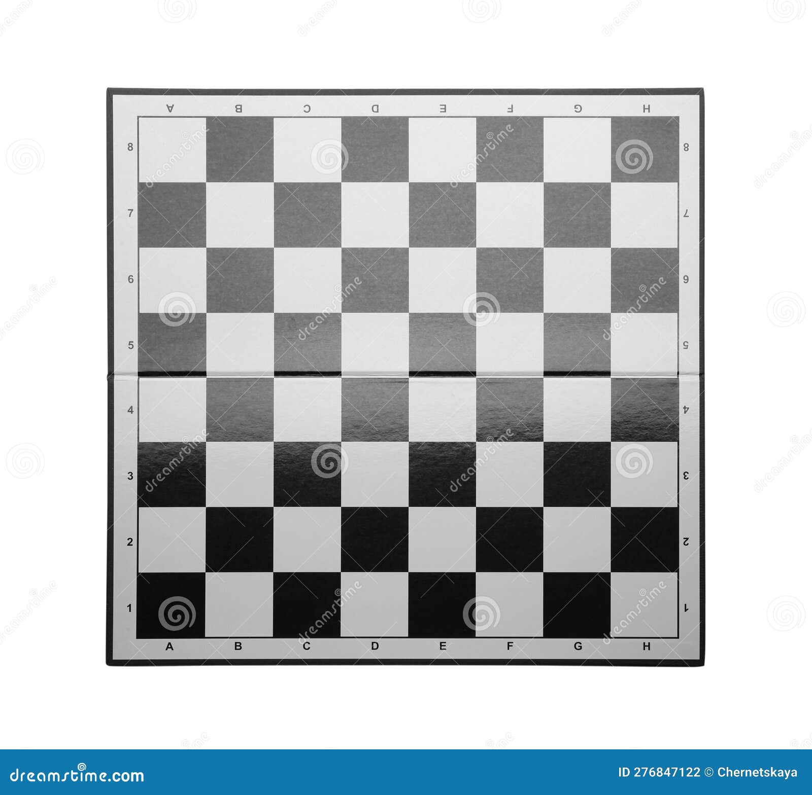 Empty Checkerboard Isolated on White, Top View Stock Photo - Image of ...