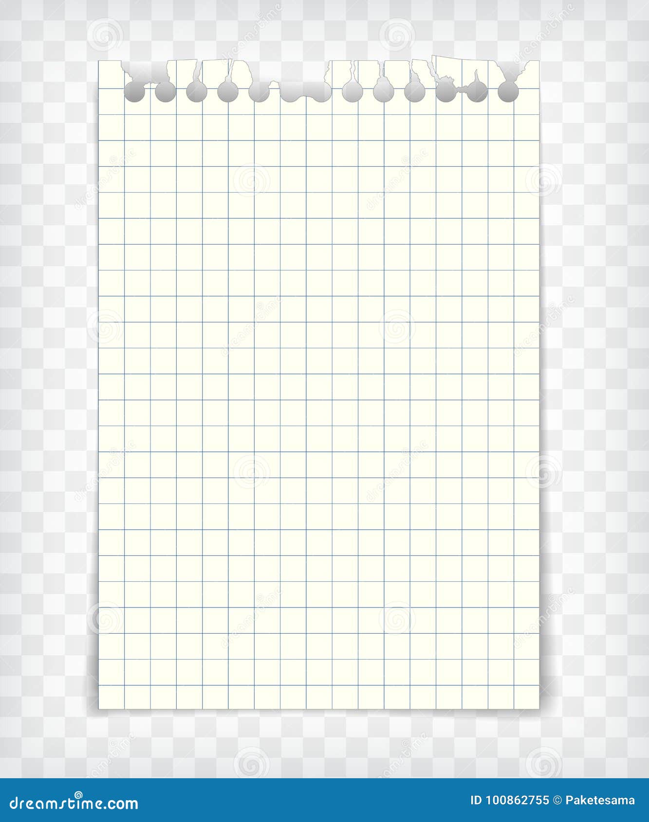 Empty Checkered Note Book Page with Torn Edge Stock Vector ...