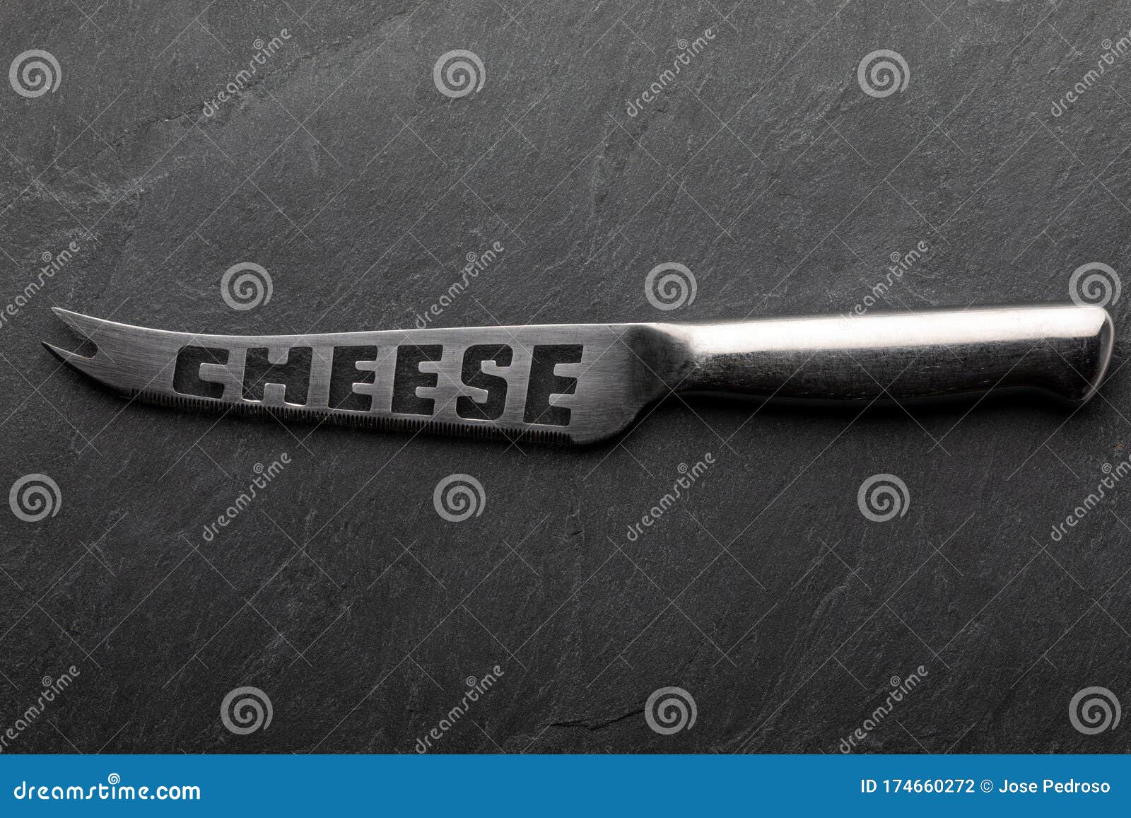 Empty Cheese Board with Knife. Copy Space. on Blackboard. Top View ...