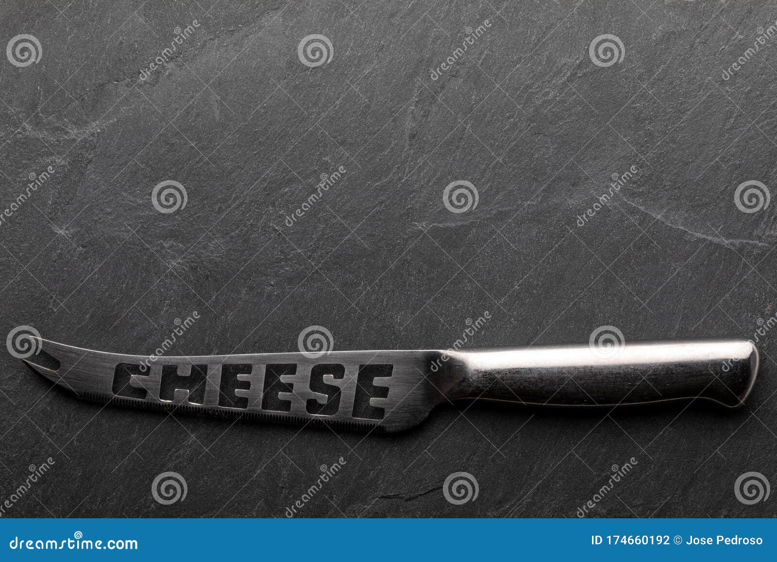 Empty Cheese Board with Knife. Copy Space. on Blackboard. Top View ...