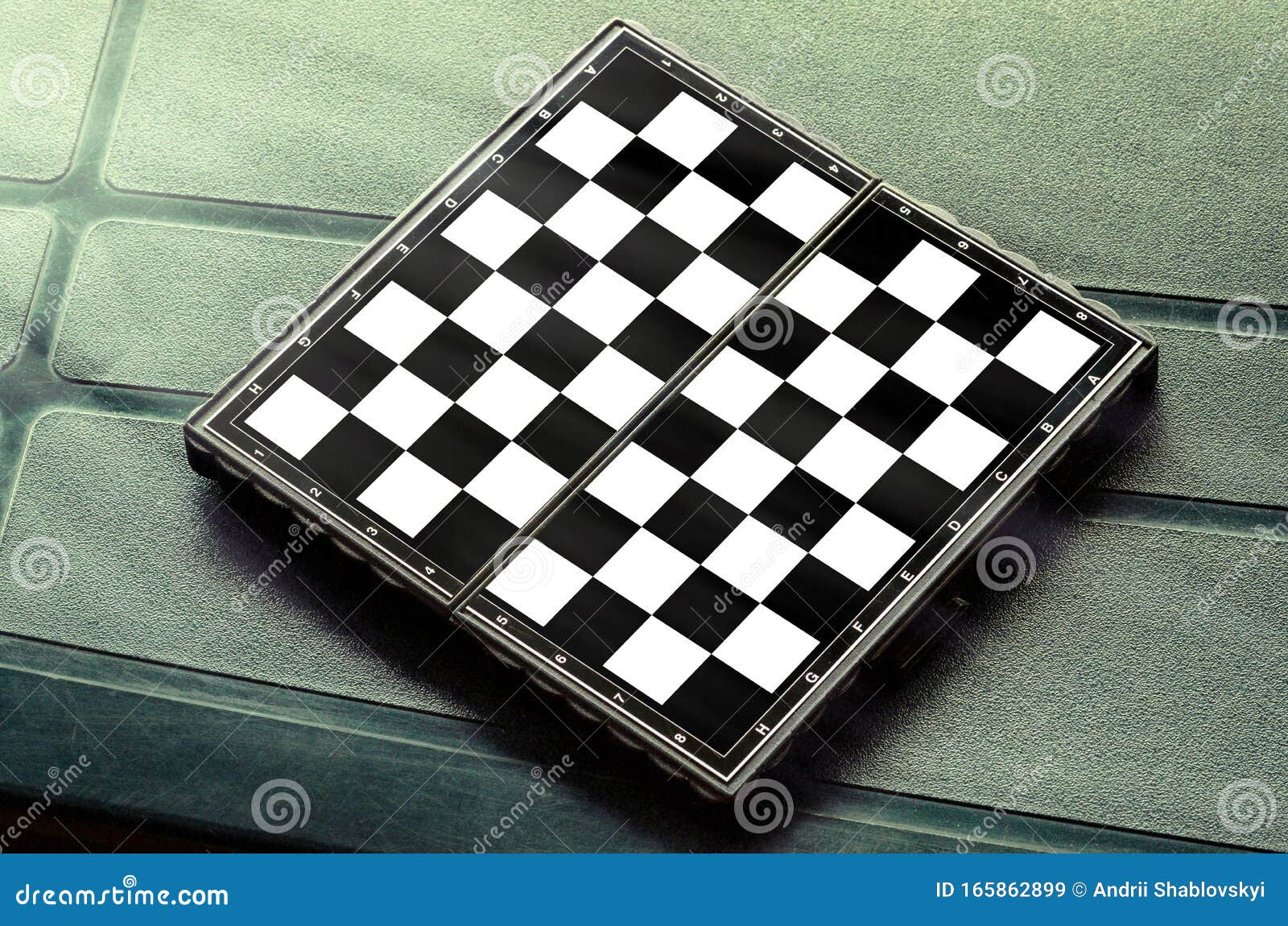 Empty Chess Board on Green on the Table Stock Image - Image of battle ...