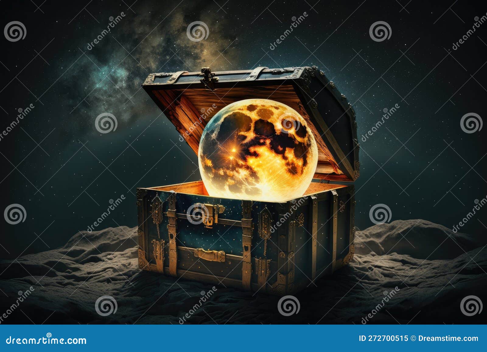 Empty Chest On Open Moon Background Royalty-Free Stock Photography ...