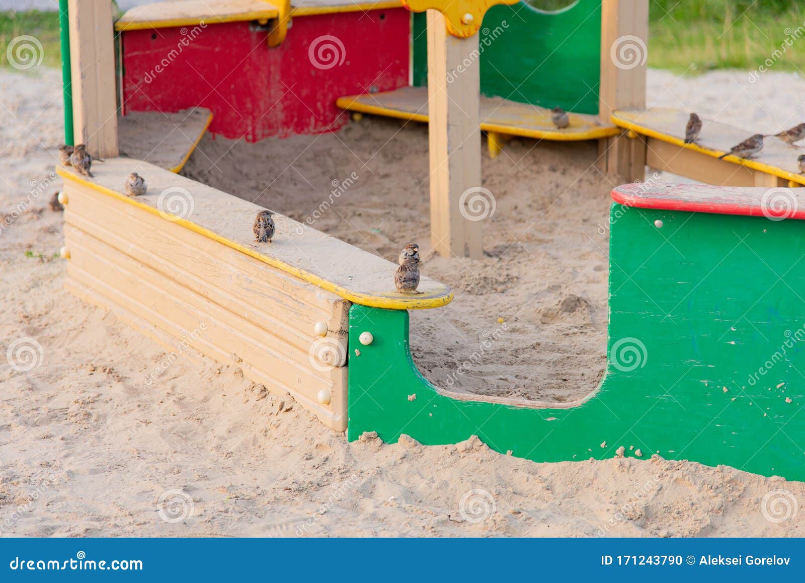 Empty Children`s Colorful Sandbox Stock Photo - Image of sandbox ...