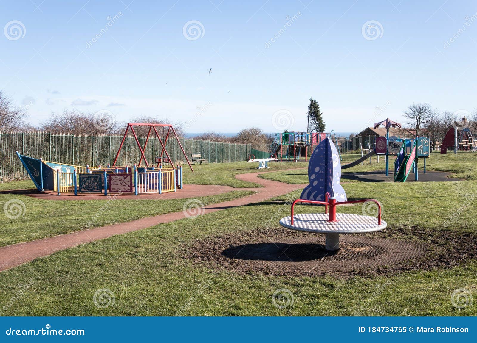 Empty Childs Playground In Enclosed Park Area In Residential Area ...