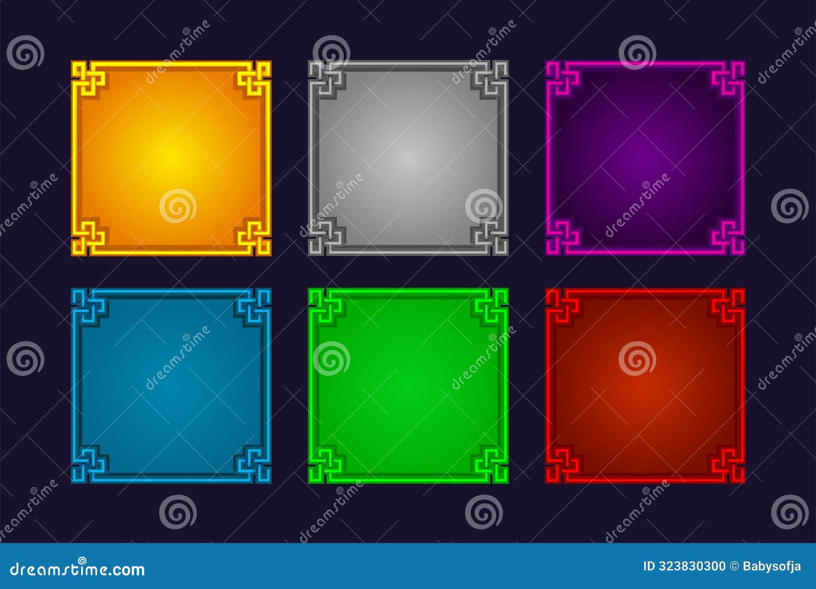 Empty China Frames In Color. Square Frames Or Border Vector ...