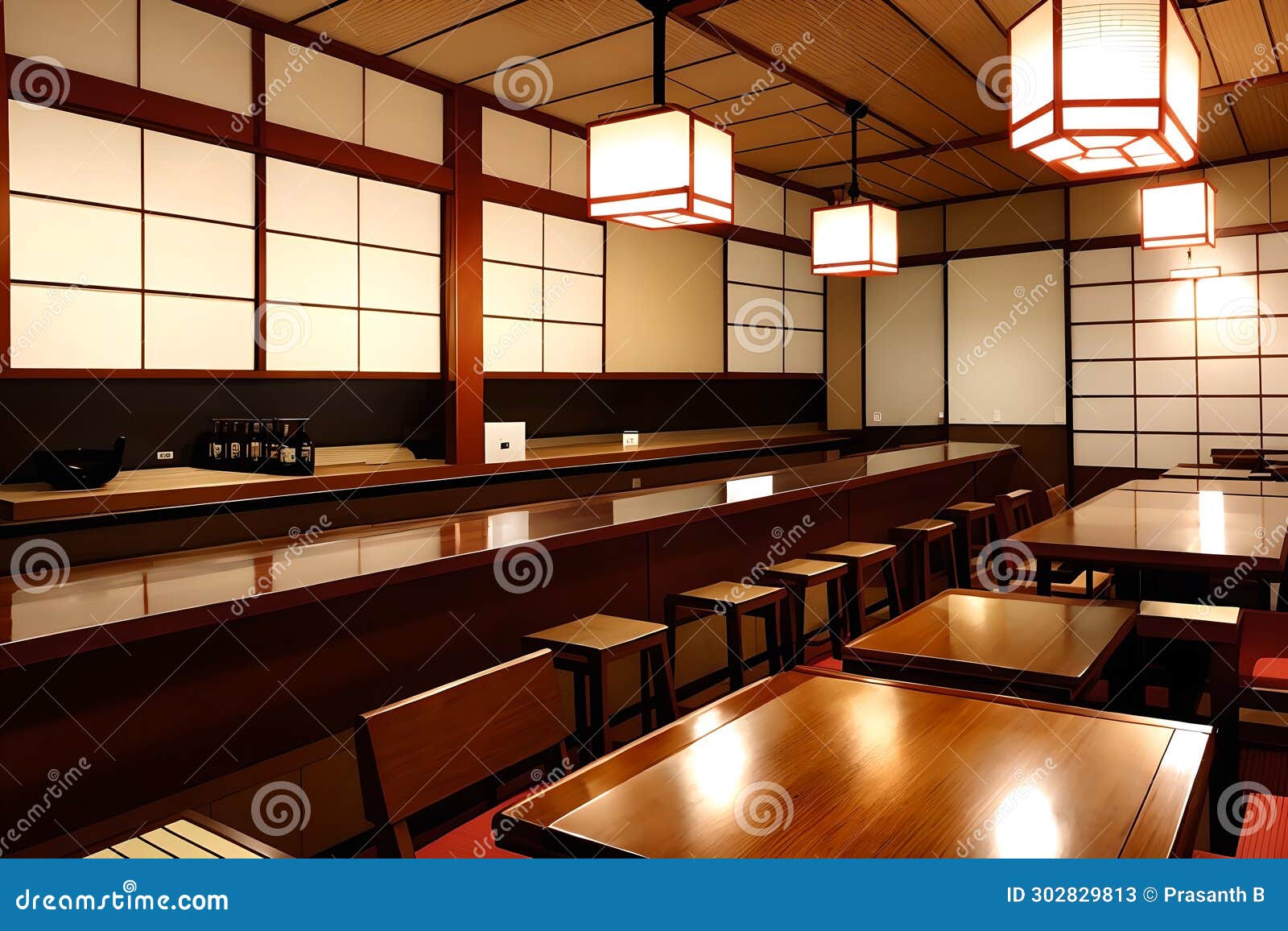 Empty Chinese Restaurant with Counter Stock Image - Image of chinese ...
