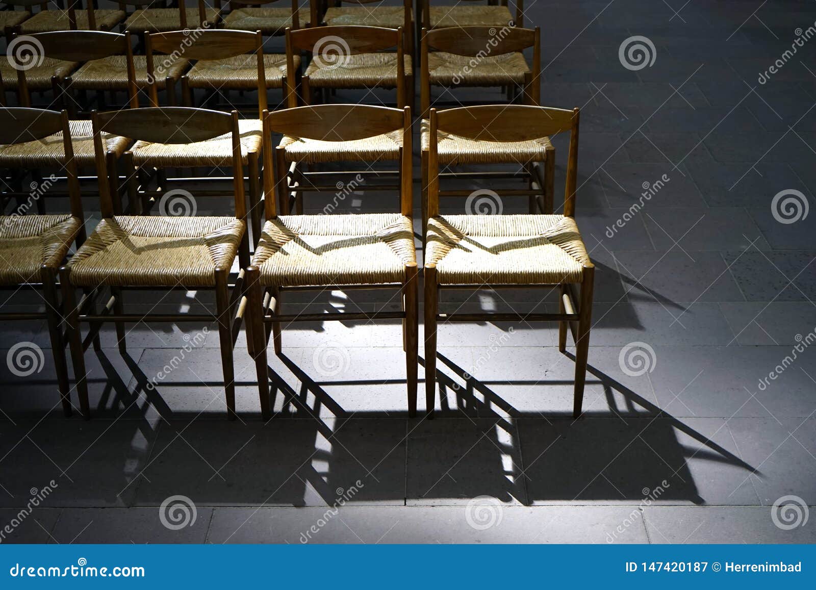 Empty church chairs stock image. Image of sermon, pattern - 147420187