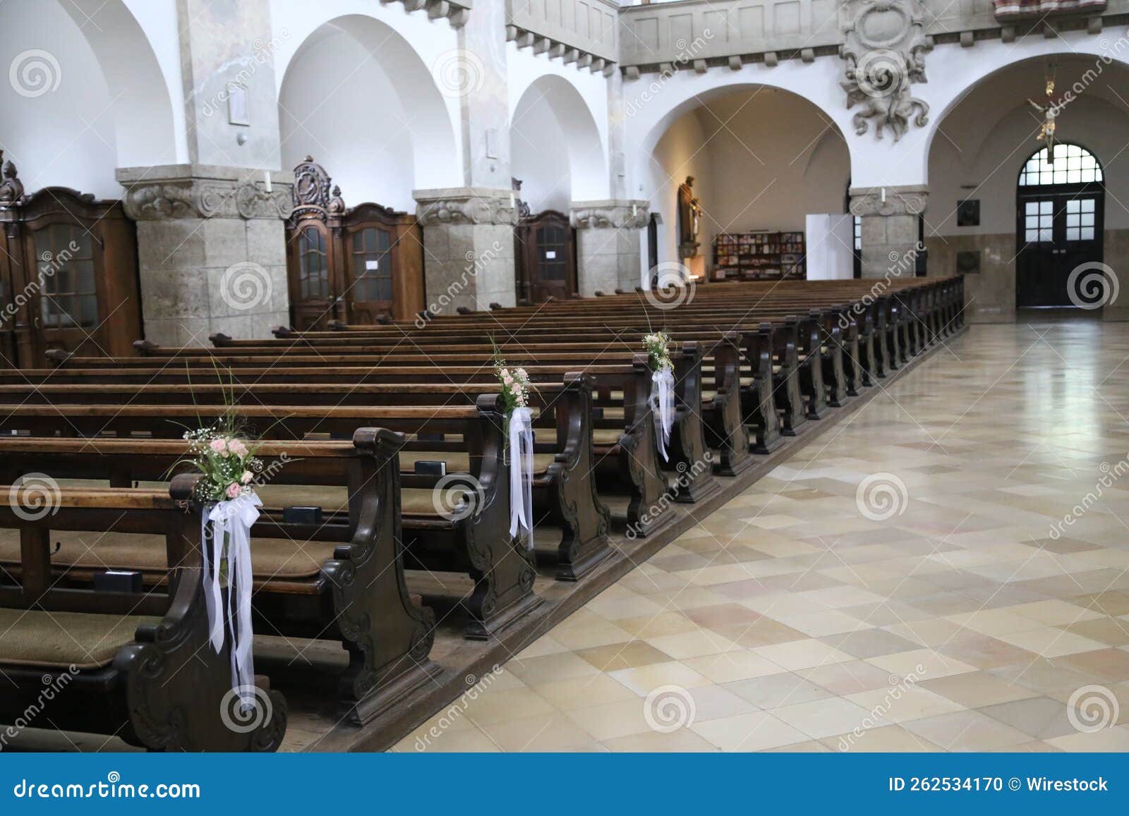 Empty Church Hall with Decorations Stock Photo - Image of decoration ...