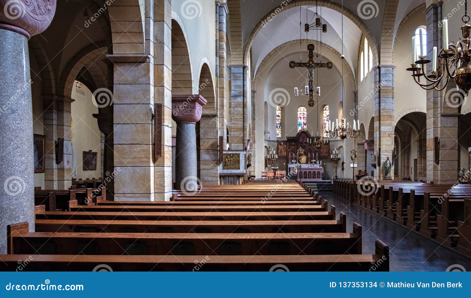 Empty Church Interior in Daylight Stock Photo - Image of architectural ...
