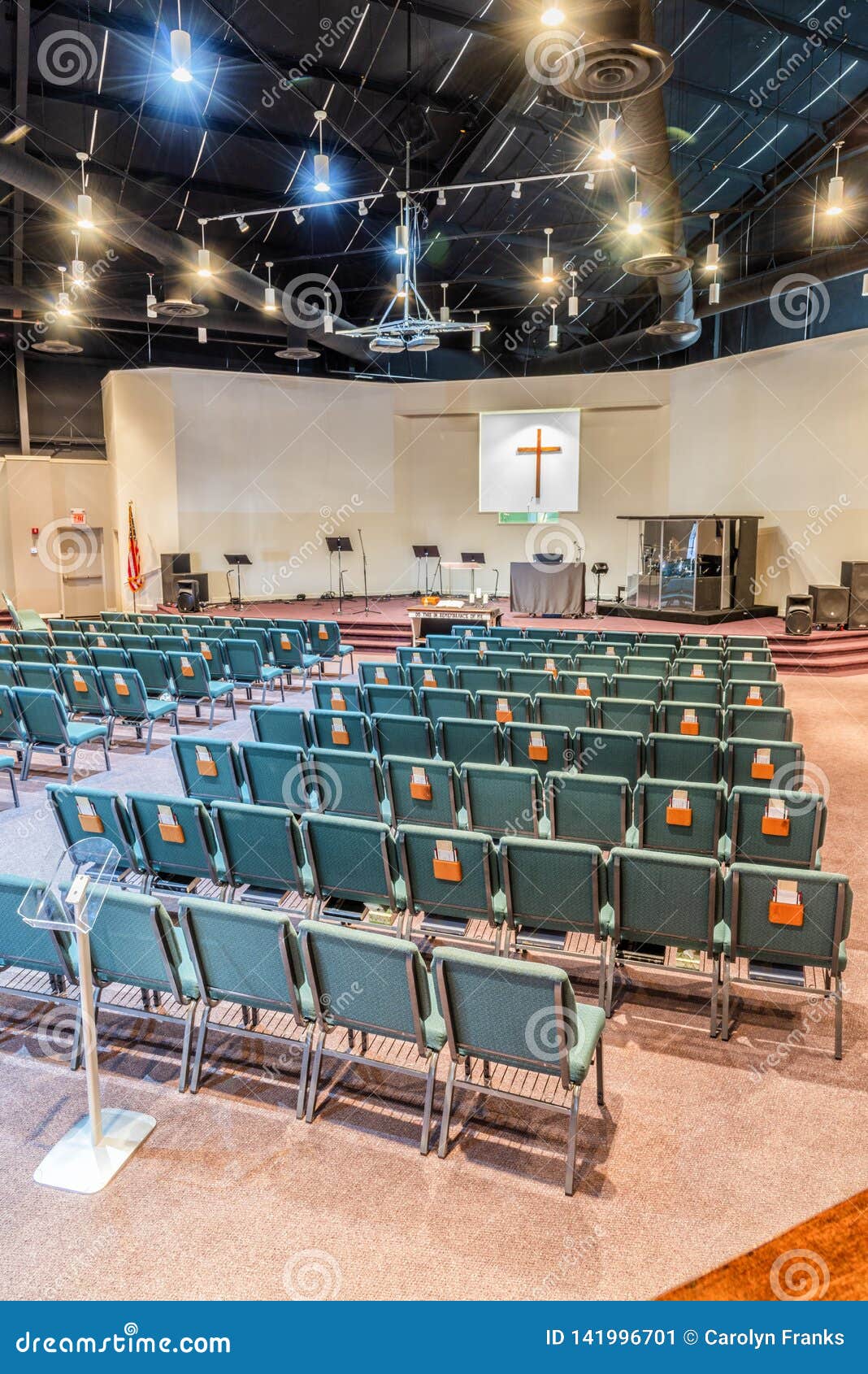 Empty Church Sanctuary Vertical Stock Image - Image of auditorium ...