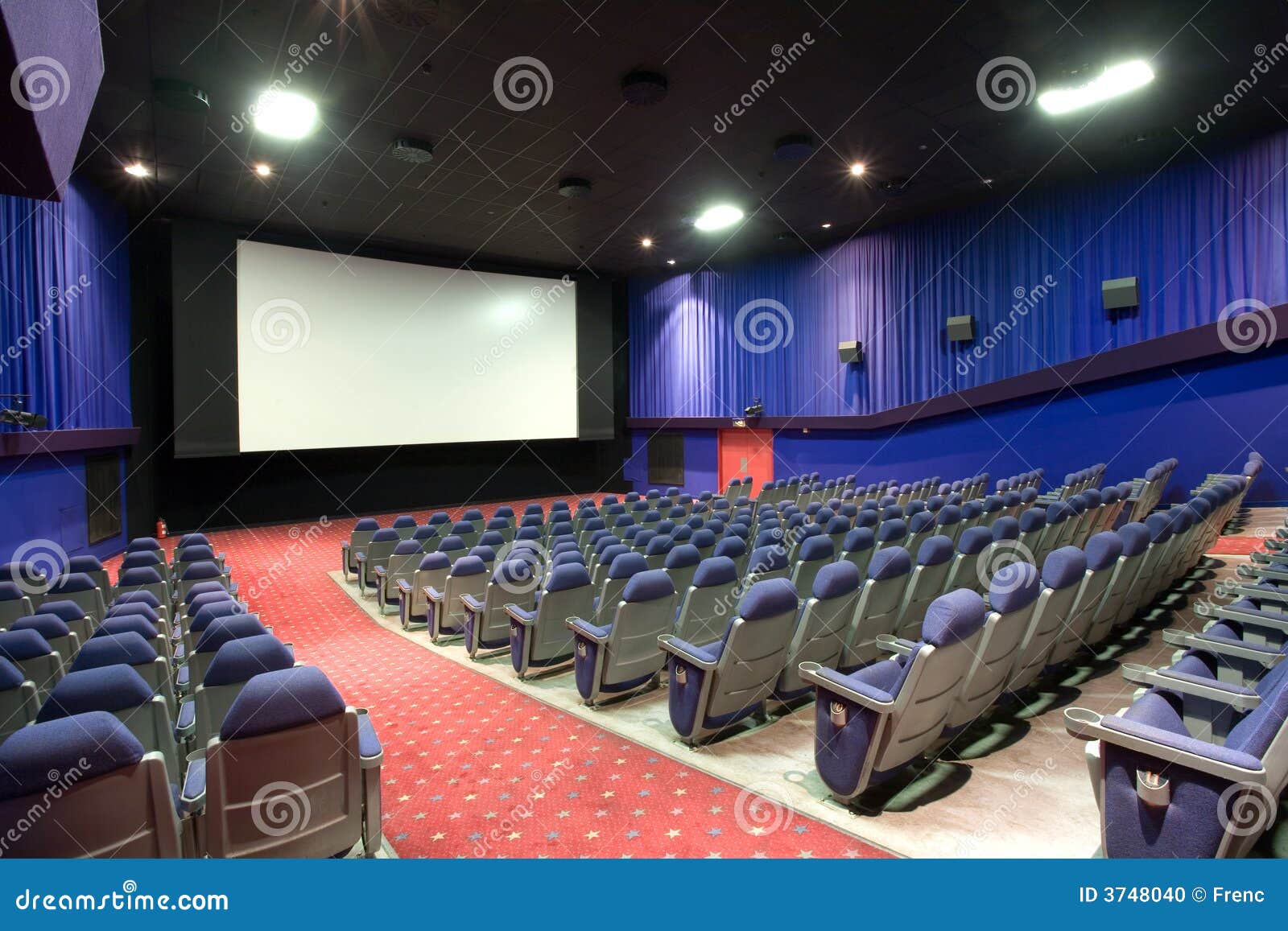 Empty cinema auditorium stock photo. Image of cinema, blue - 3748040