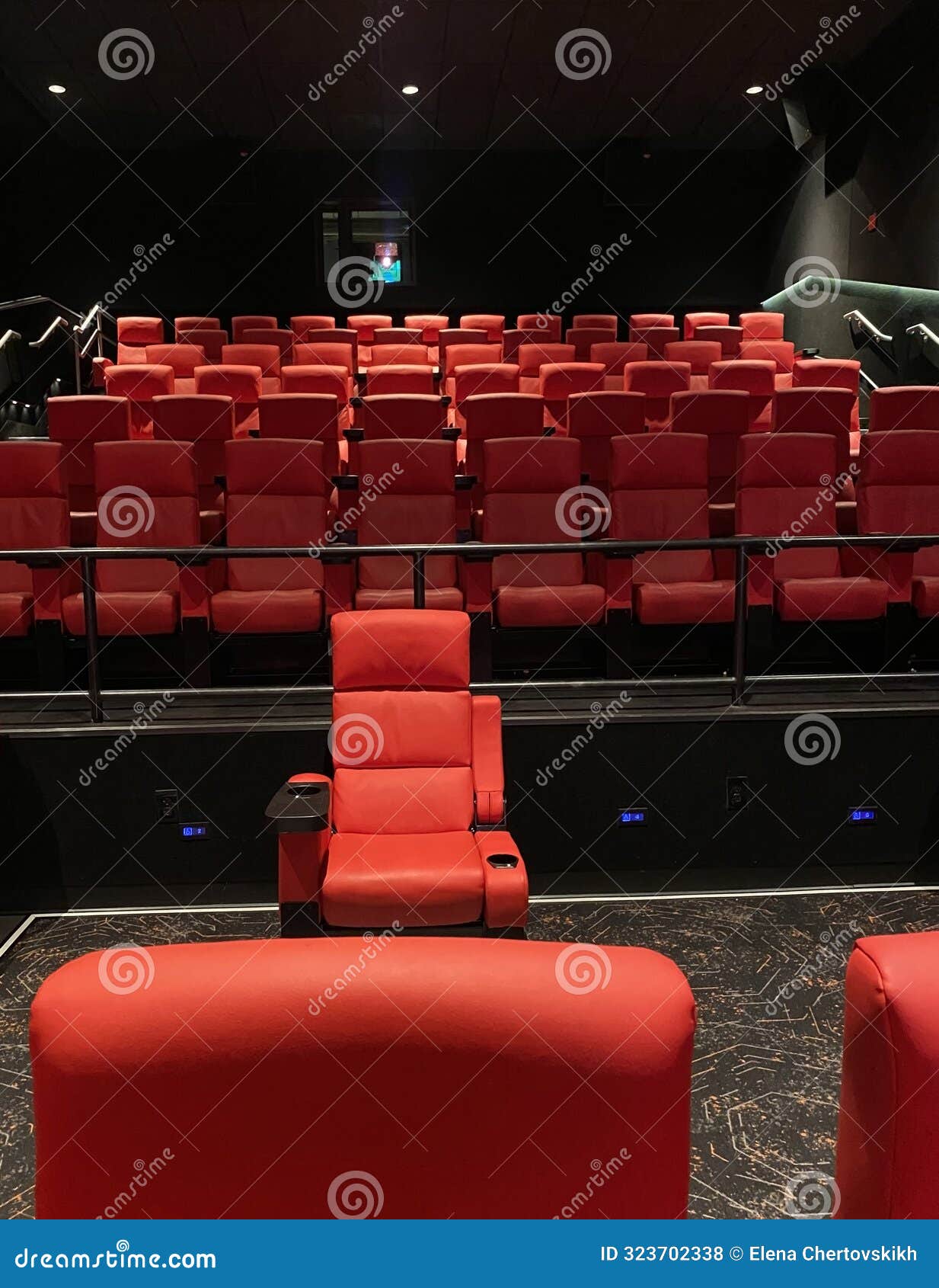 Empty Cinema Auditorium with Red Seats, View from the Inside. Editorial ...
