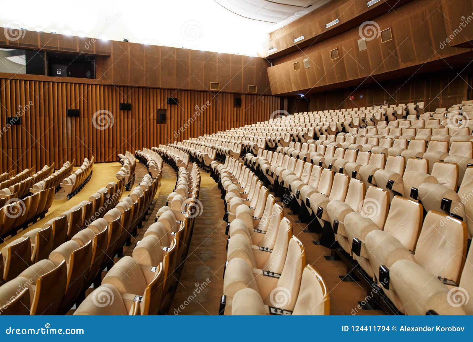 Empty cinema hall stock photo. Image of performance - 124411794