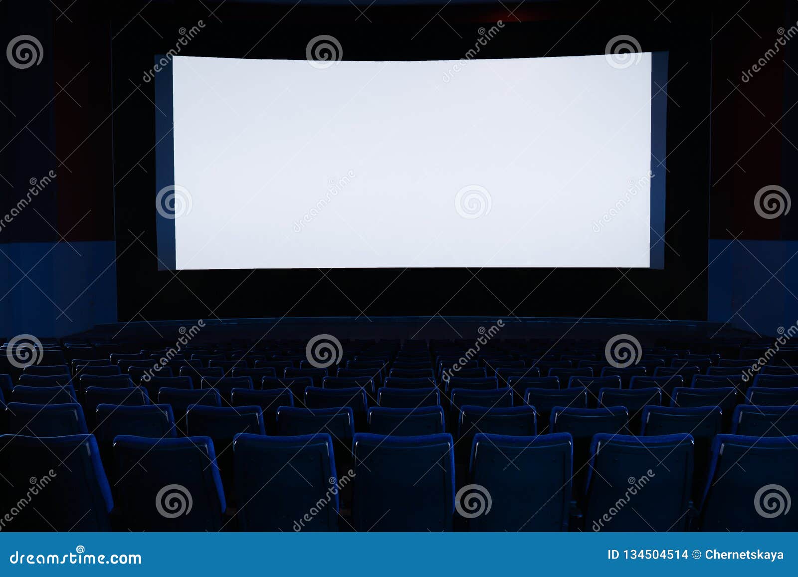 Empty Cinema with Large Screen and Comfortable Chairs Stock Photo ...