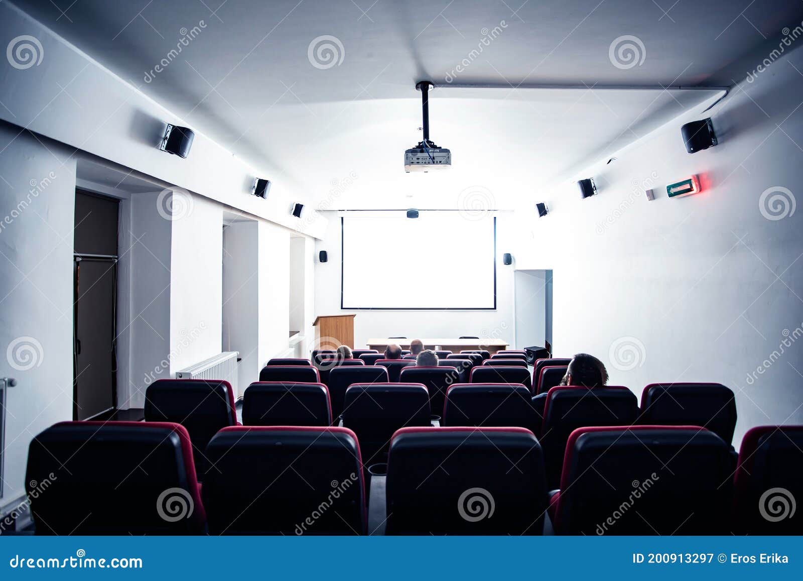 Empty Cinema Screen with Audience Stock Image - Image of projection ...