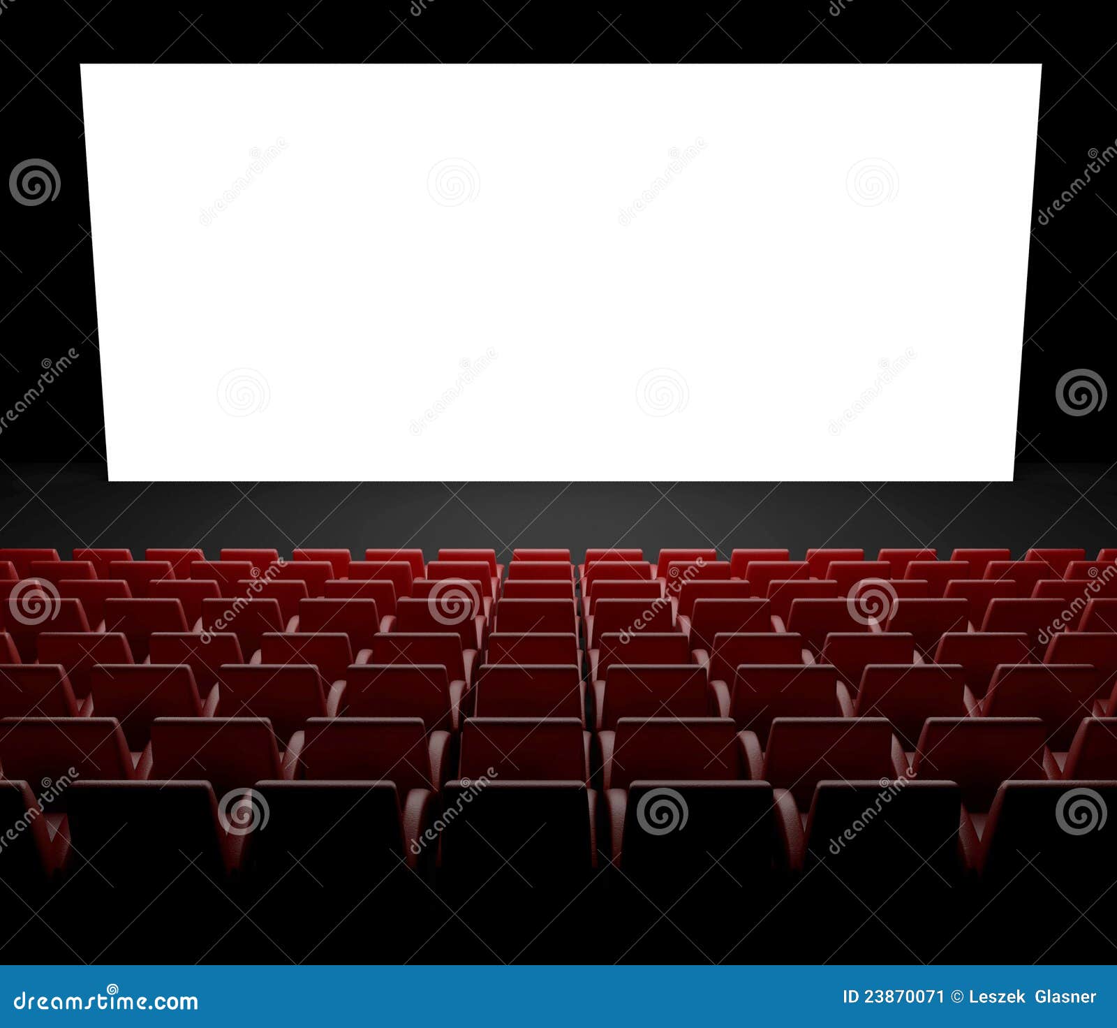 Empty Cinema Screen with Auditorium Stock Image - Image of chair ...