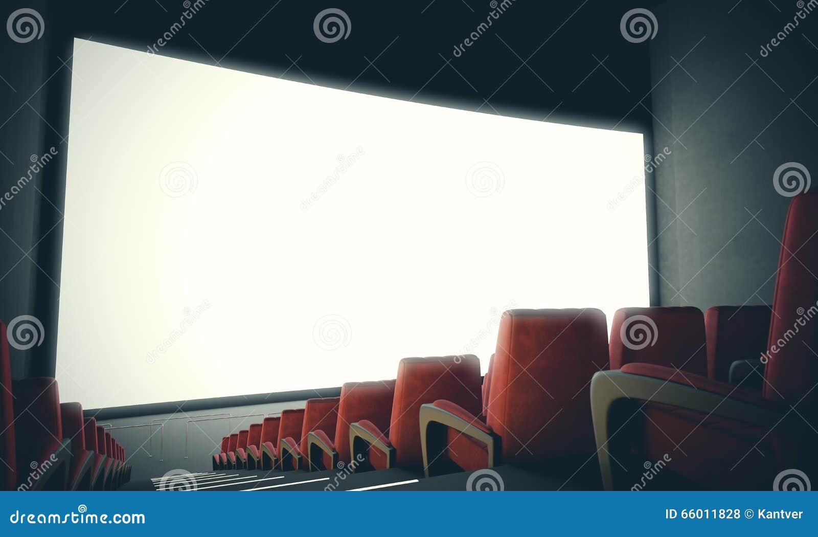 Empty Cinema Screen with Red Seats. with Color Filter, Wide. 3d Render ...