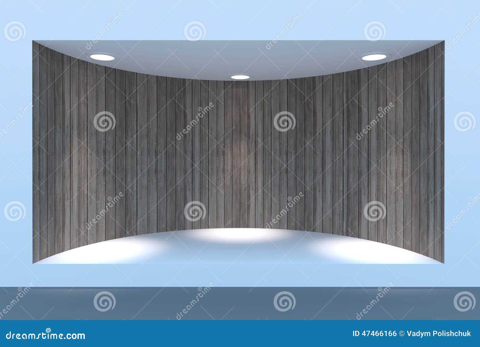 Empty Circle Storefront Or Podium With Lighting And A Big Window Stock ...