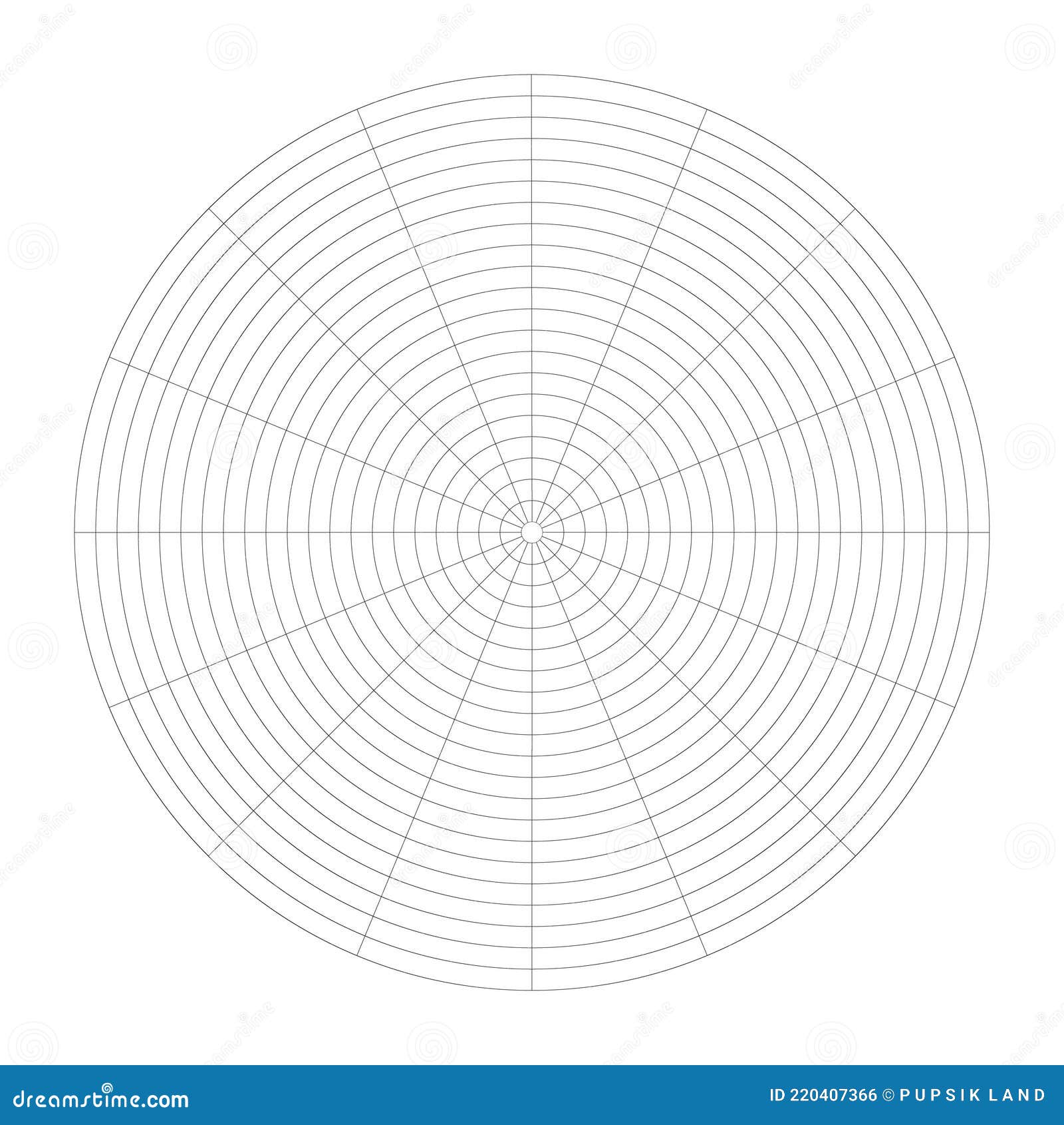 Empty Circle Template with Many Circle Thin Line Ticks from the Center ...