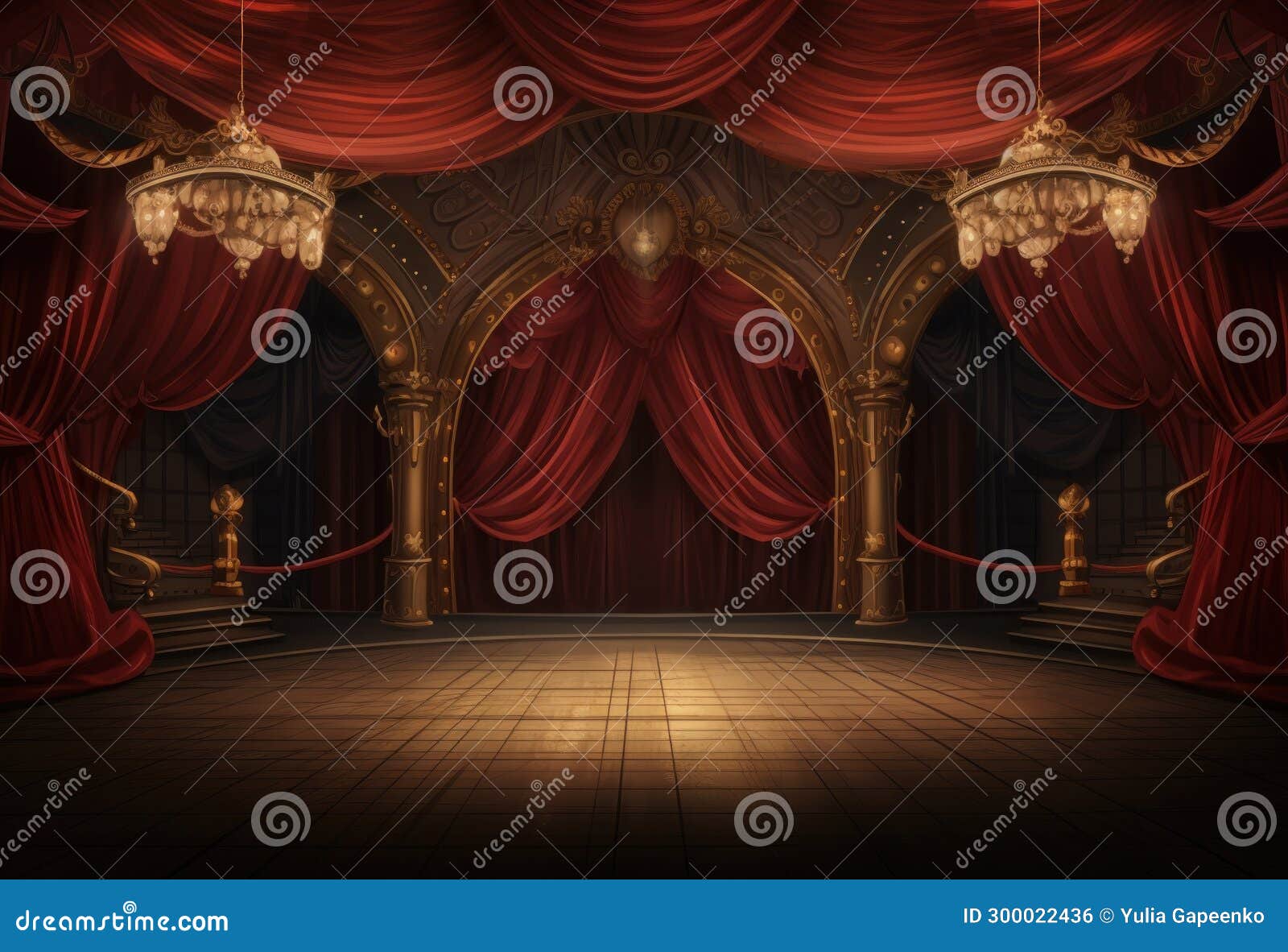 An Empty Circus Stage with Red Curtains Stock Photo - Image of ...