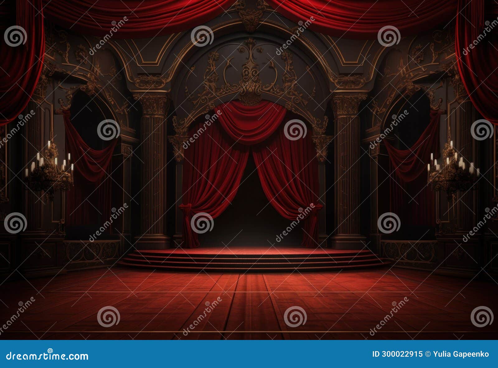 An Empty Circus Stage with Red Curtains Stock Image - Image of backdrop ...