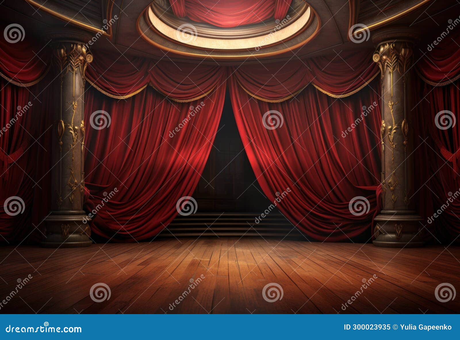 An Empty Circus Stage with Red Curtains Stock Image - Image of broadway ...