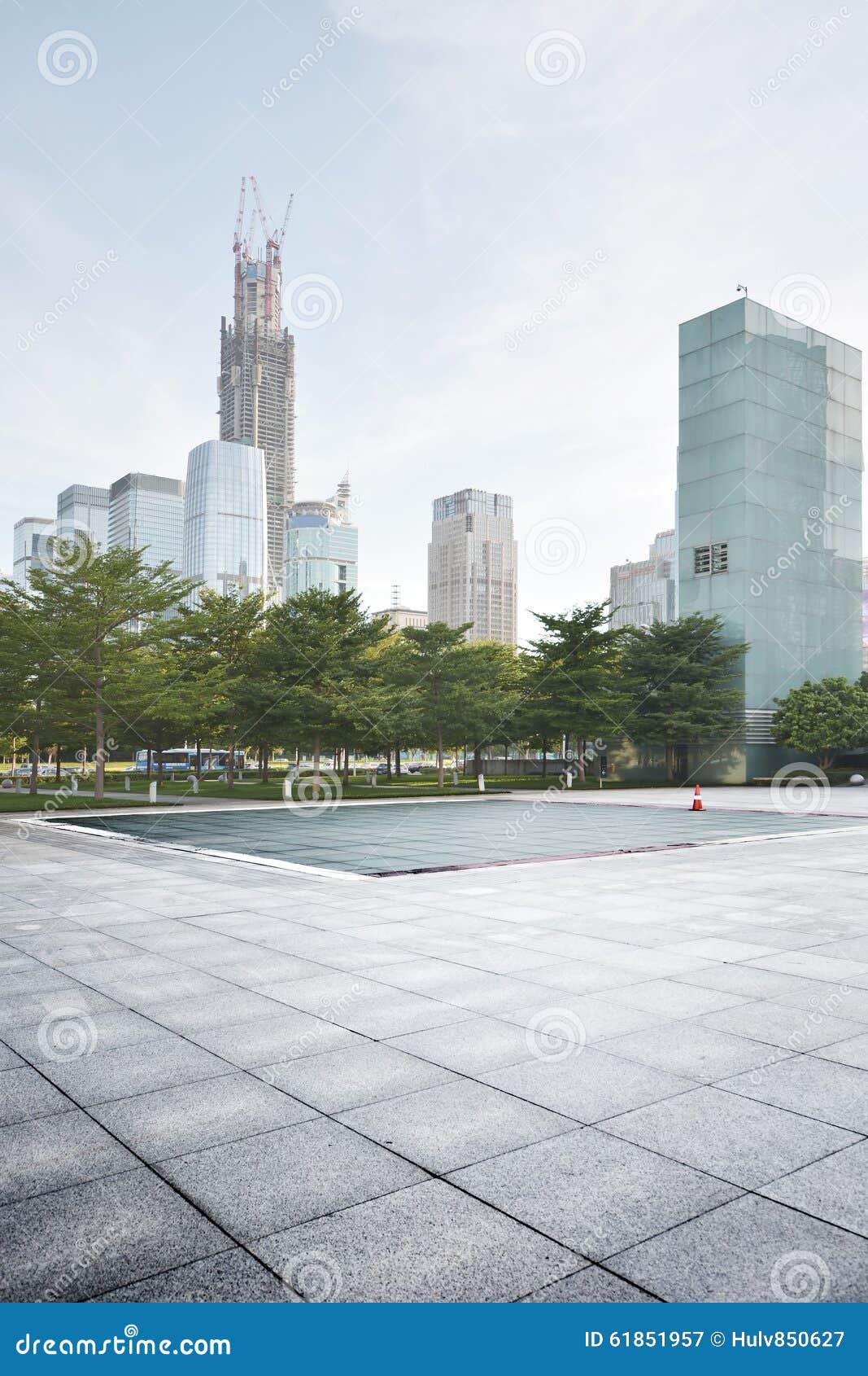 Empty City Square and Skyscraper Construction Site Stock Image - Image ...