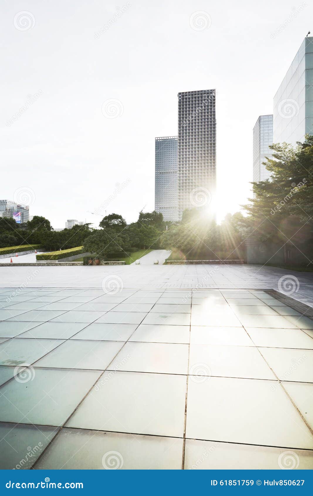 Empty City Square and Skyscraper Stock Image - Image of floor ...
