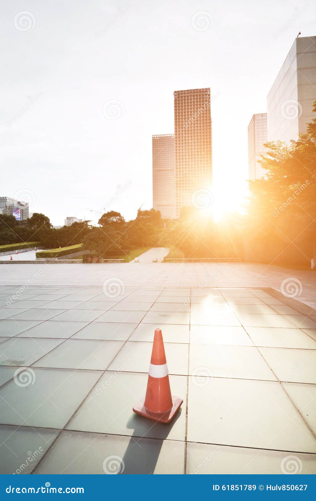 Empty City Square and Skyscraper Stock Image - Image of landscape ...