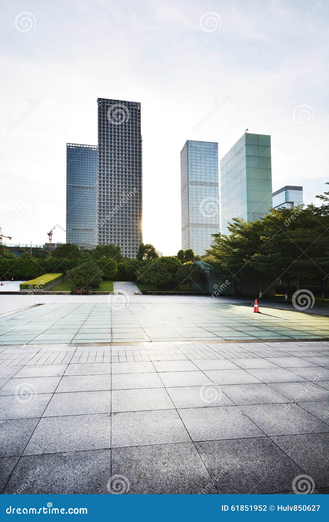 Empty City Square and Skyscraper Stock Photo - Image of architecture ...