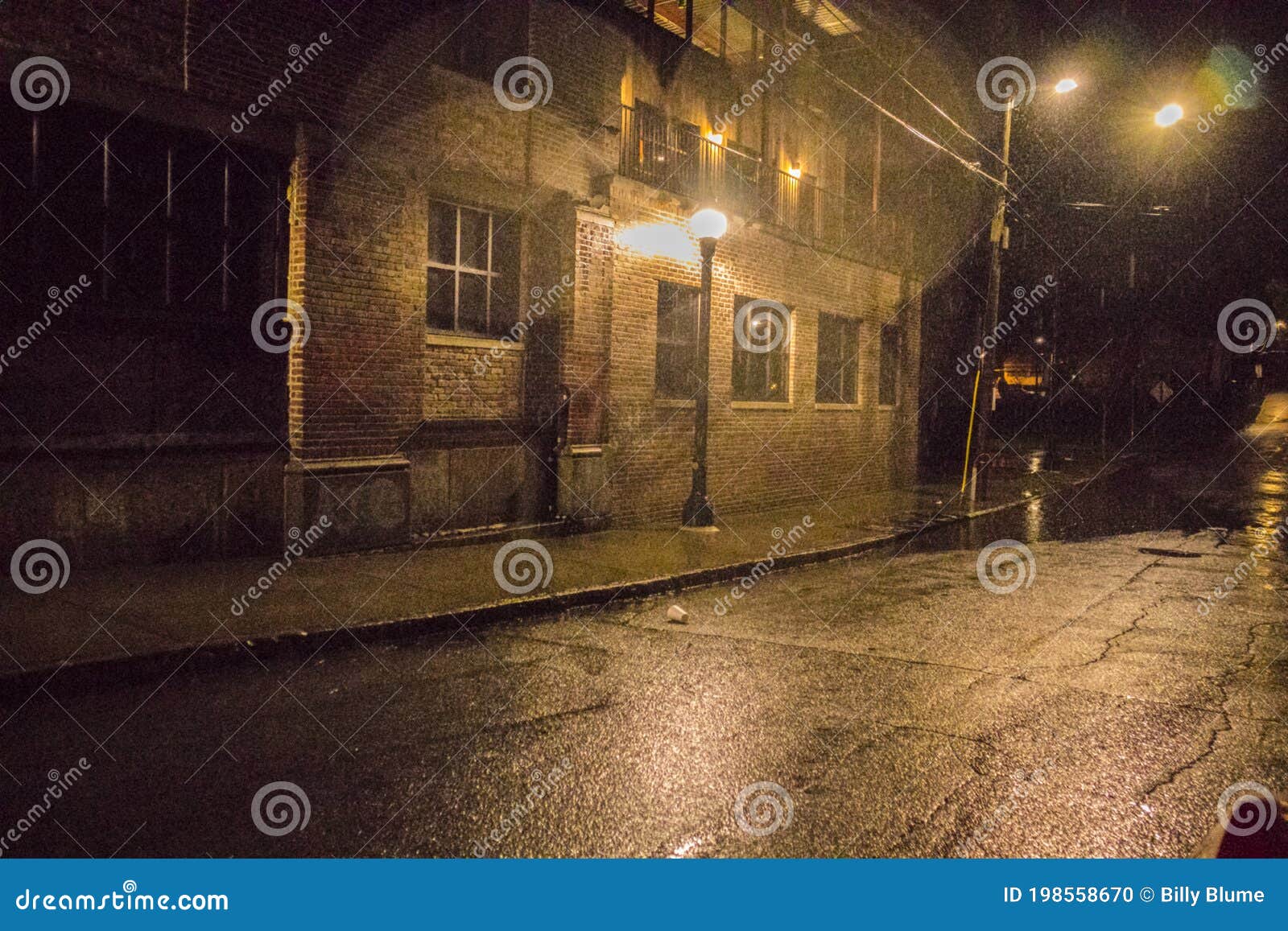 Empty City Street in the Rain at Night Editorial Image - Image of dark ...