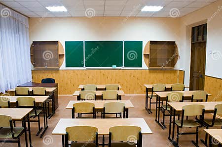 Empty class in the evening stock photo. Image of chalkboard - 12556760
