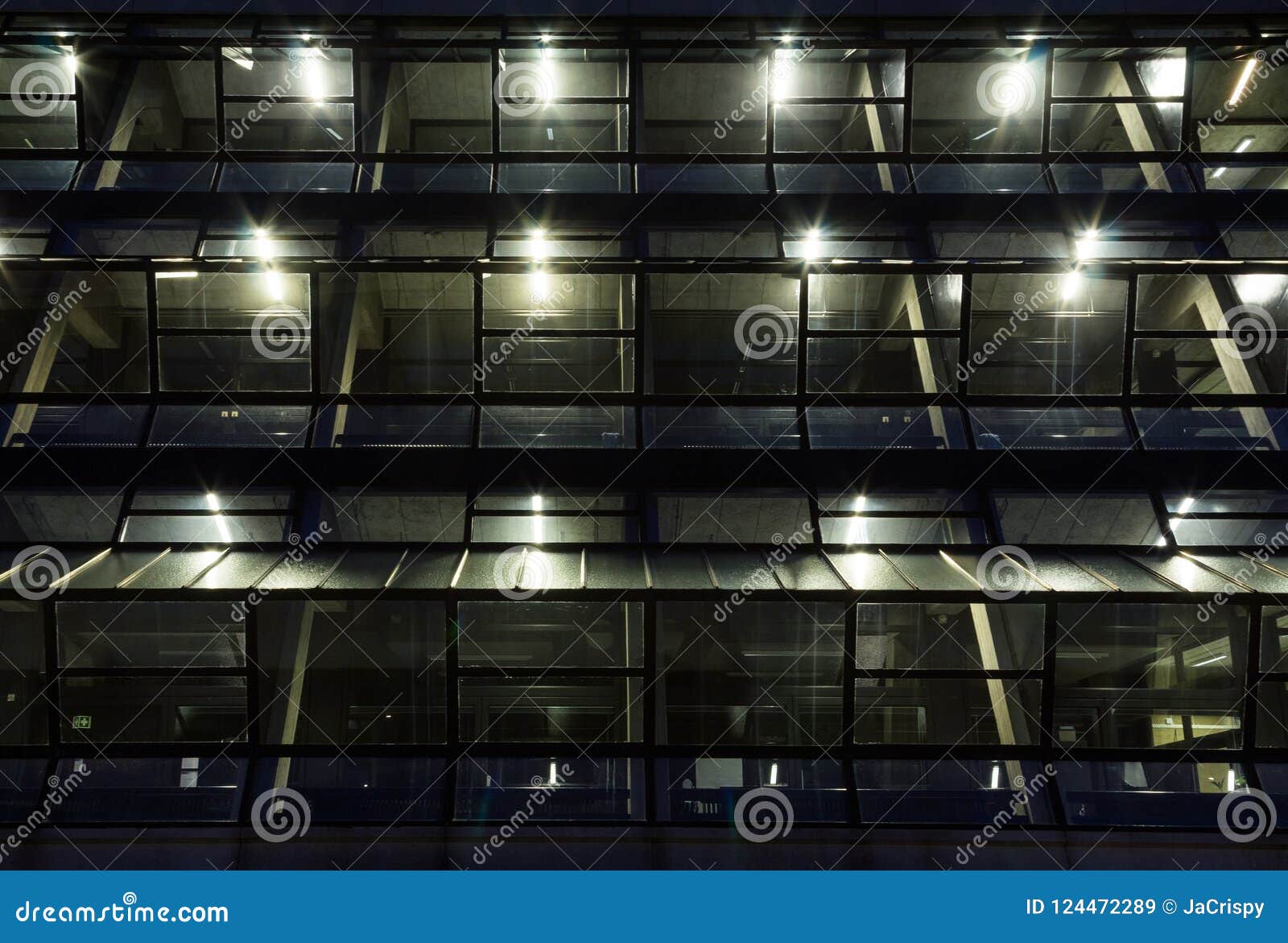 Empty Class Office Windows at Night, Modern Architecture, Business ...