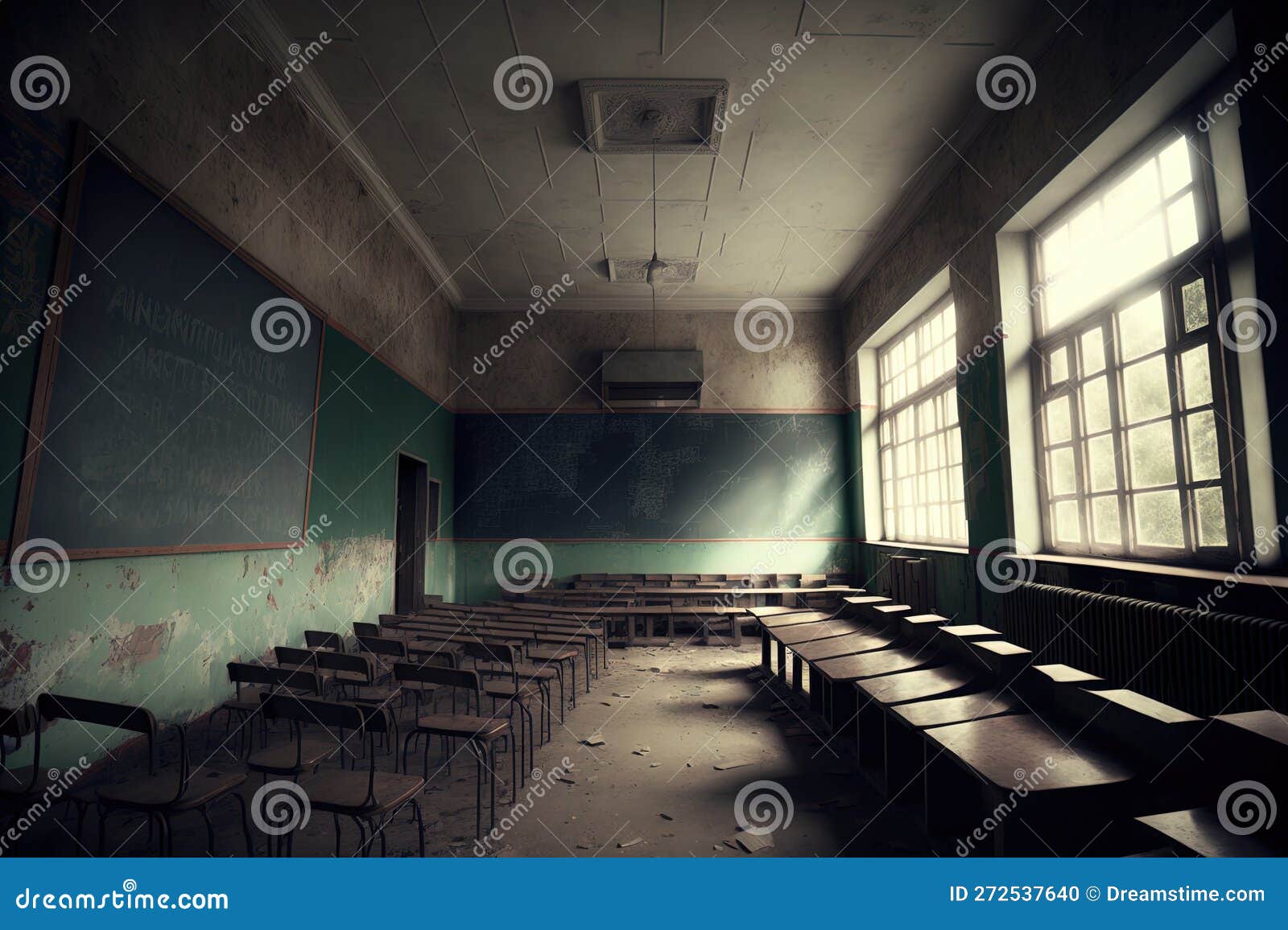 Empty Class Room of Elementary School Stock Illustration - Illustration ...