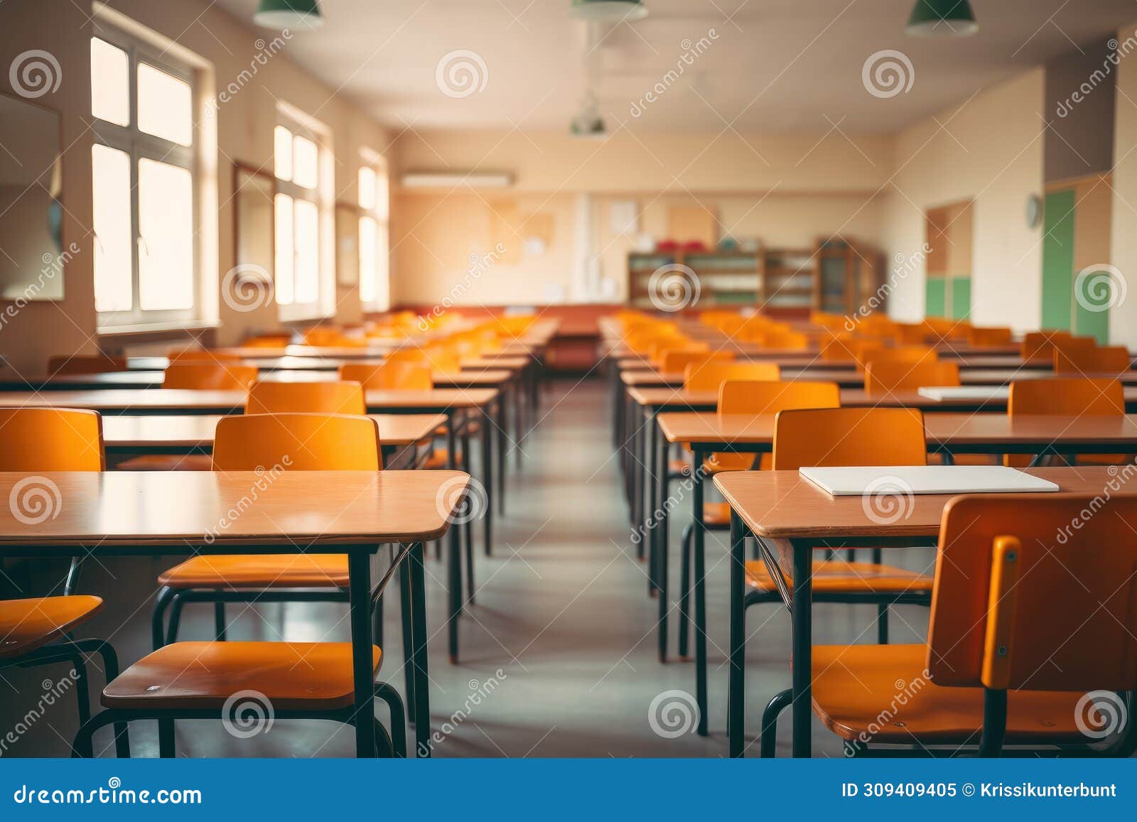 Empty Class Room in School AI Generated Stock Image - Image of desk ...