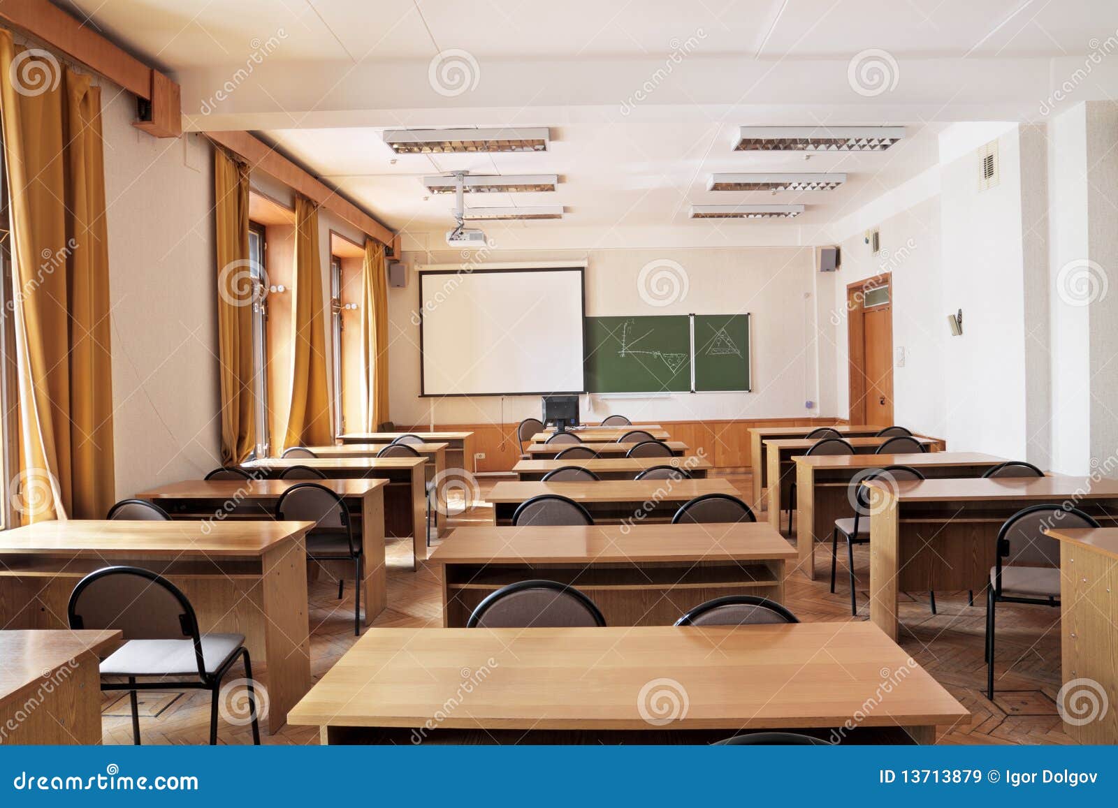 Empty classroom stock image. Image of chalk, interior - 13713879