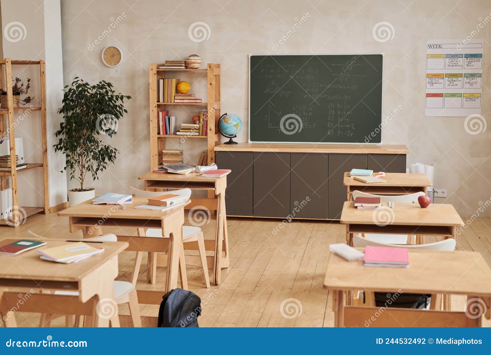 Empty Classroom Background stock photo. Image of school - 244532492