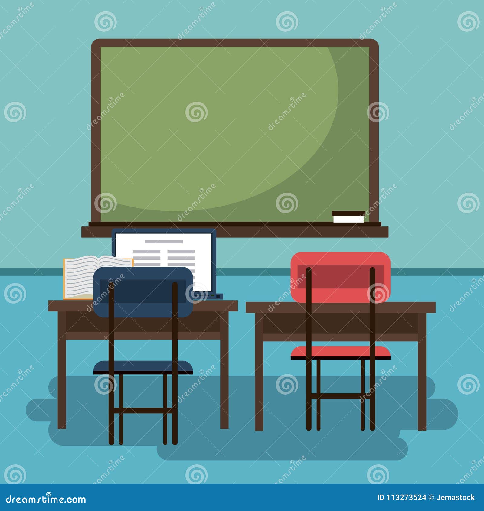Empty classroom cartoon stock vector. Illustration of seminar - 113273524