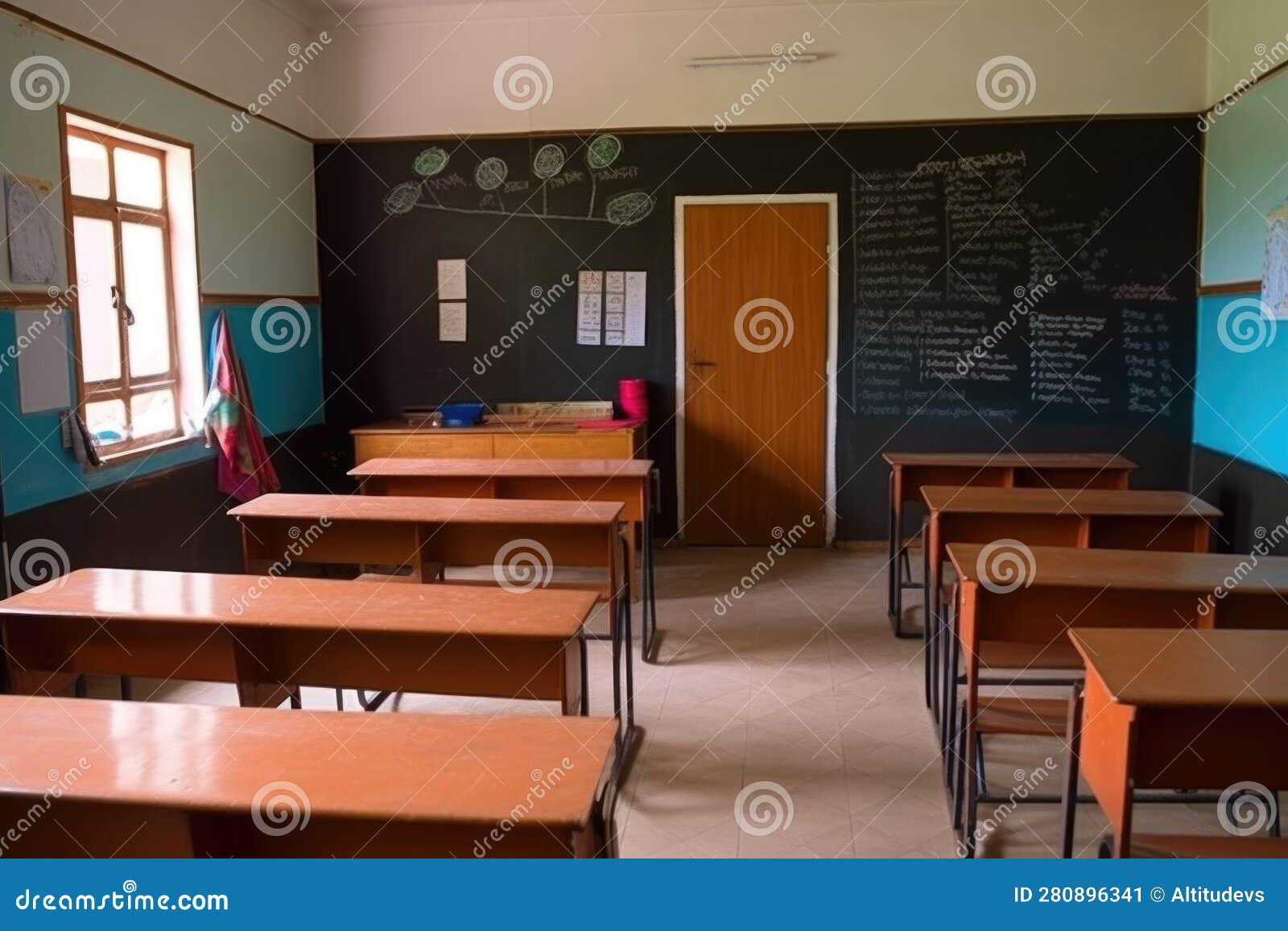 Empty Classroom with Chalkboard and Blackboard for Students To Practice ...