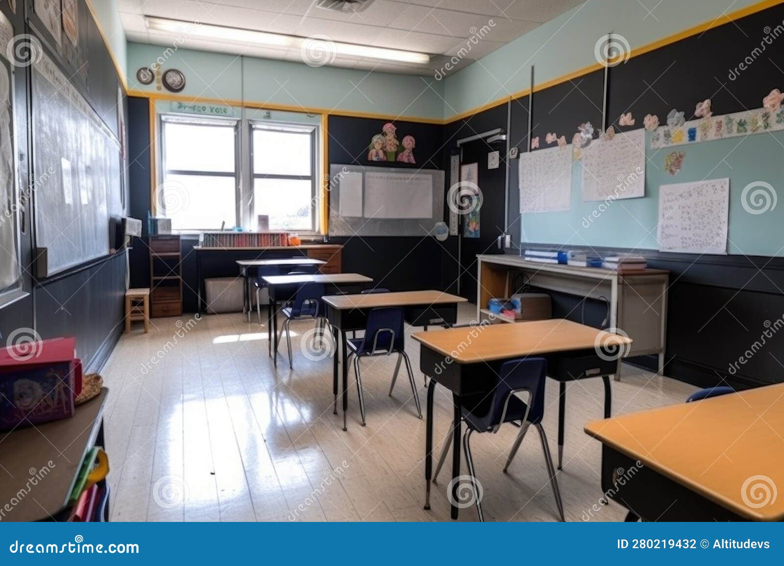 Empty Classroom with Chalkboard and Blackboard for Students To Practice ...