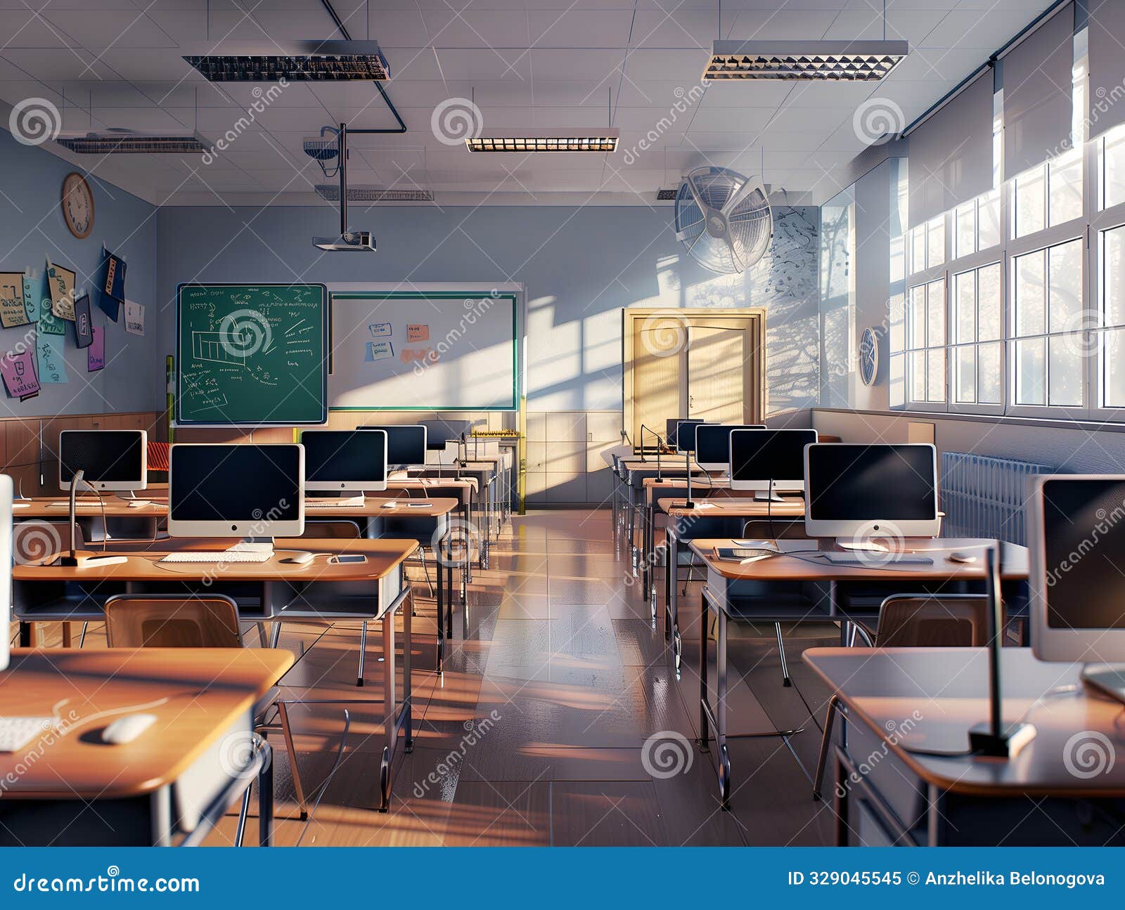 Empty Classroom with Computers, Digital, Technology, Back To School ...