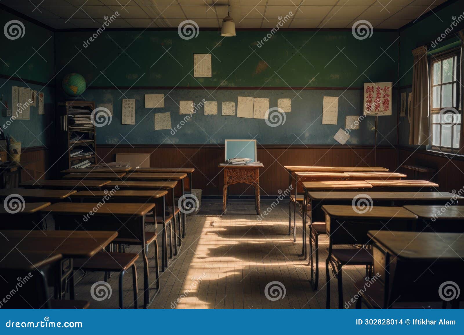 Empty Classroom with Desks and Chairs, a Quiet Learning Environment for ...