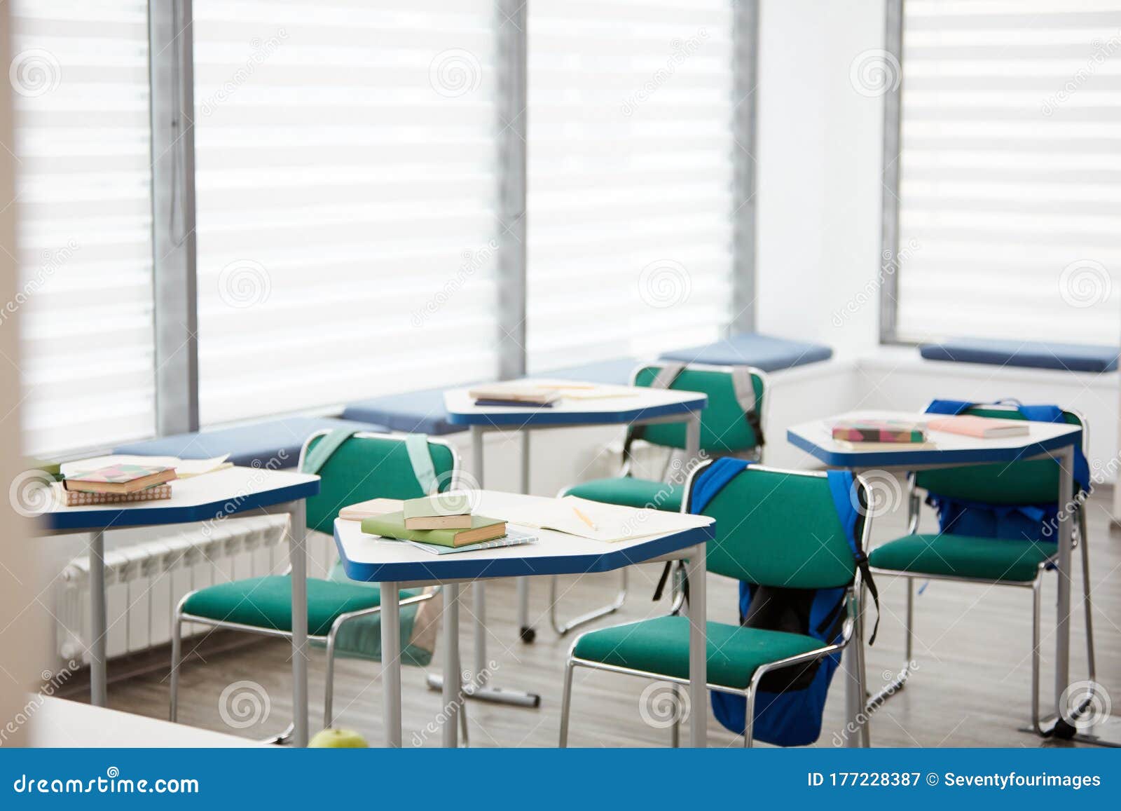 Empty Classroom Interior in Elementary School Stock Image - Image of ...