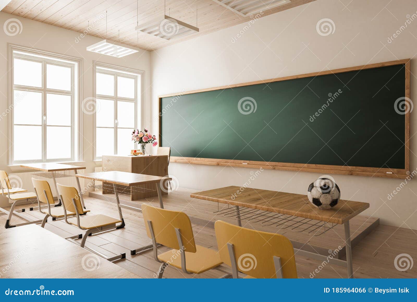 Empty Classroom for Large Classes Stock Illustration - Illustration of ...