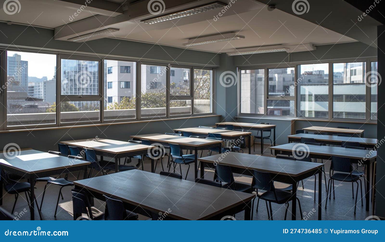 Empty Classroom with Modern Design and Wood Flooring Generated by AI ...