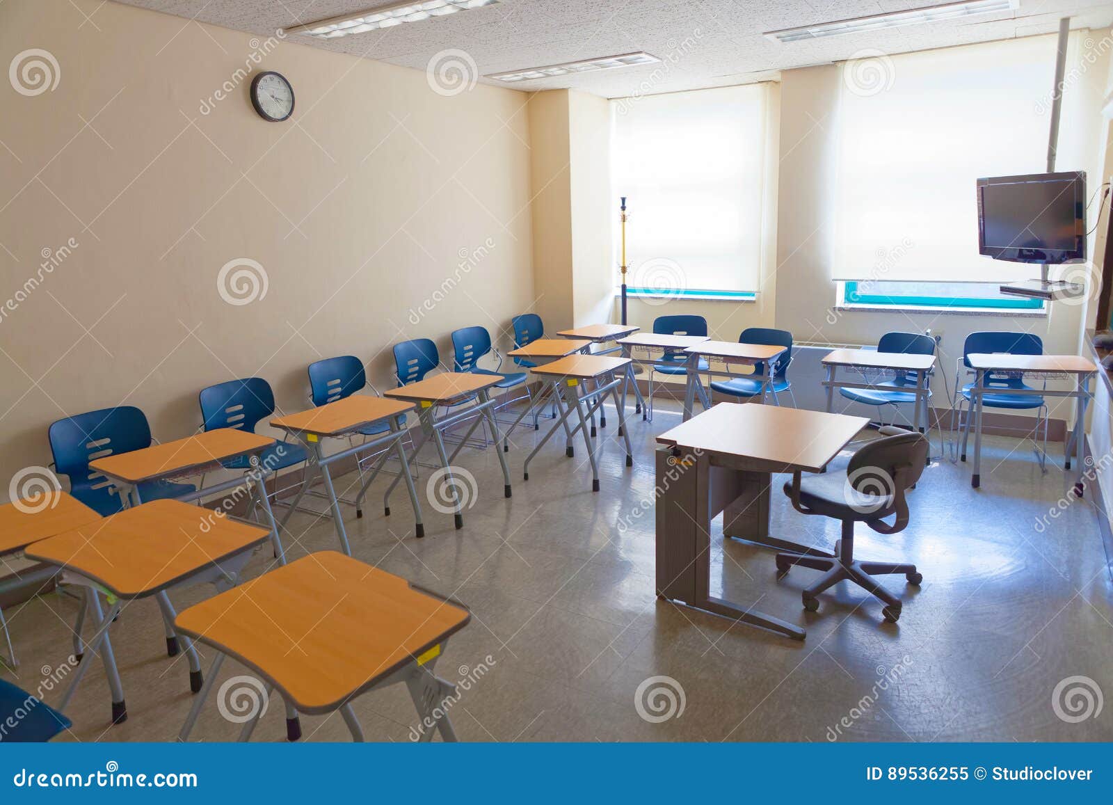 Empty Classroom in a Modern School with All Equipment Needed for High ...