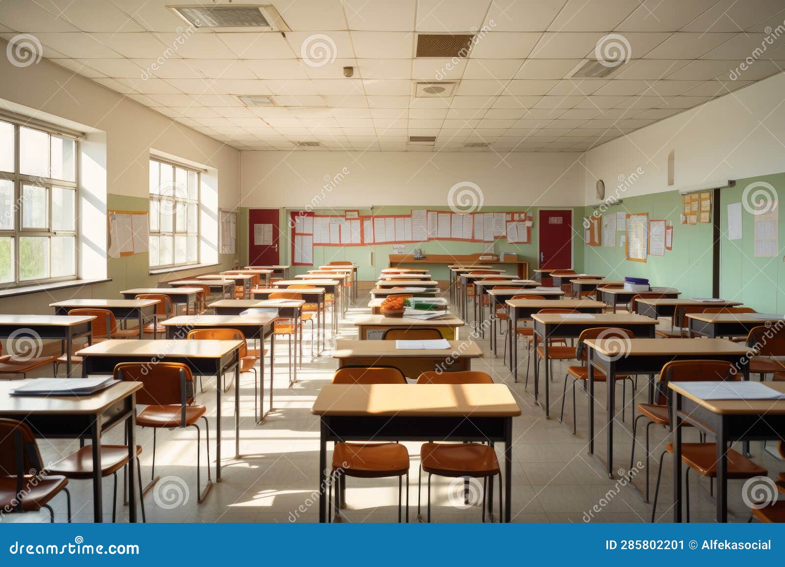 Distance Shot Image of Empty Classroom in School, Back To School ...